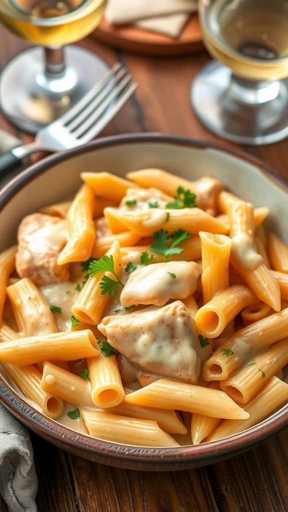 Creamy Four Cheese Chicken Penne
