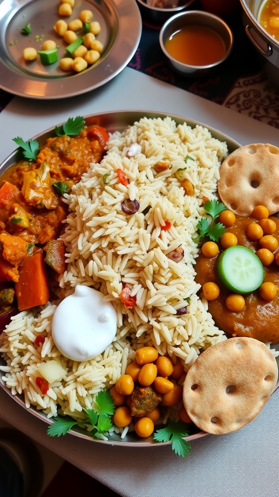 Colorful Indian Lunch Thali Recipe