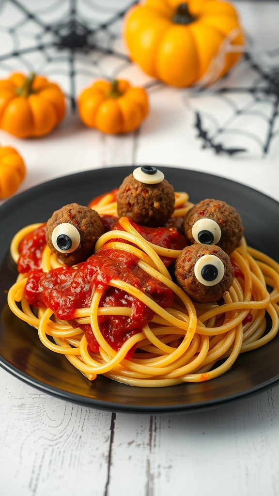 Spooky Halloween Pasta with Creepy Eyeball Meatballs