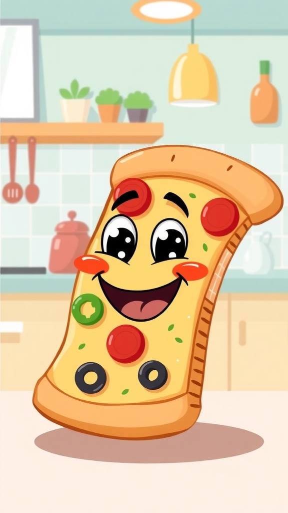 Fun and Whimsical Pizza Cartoon