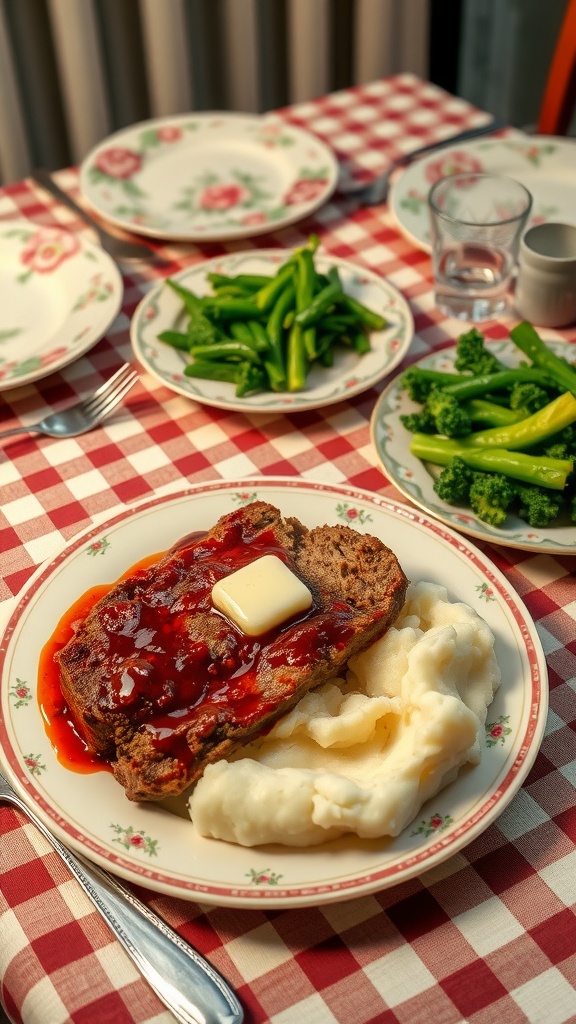 Classic 1950s Dinner Recipe: Meatloaf with Mashed Potatoes