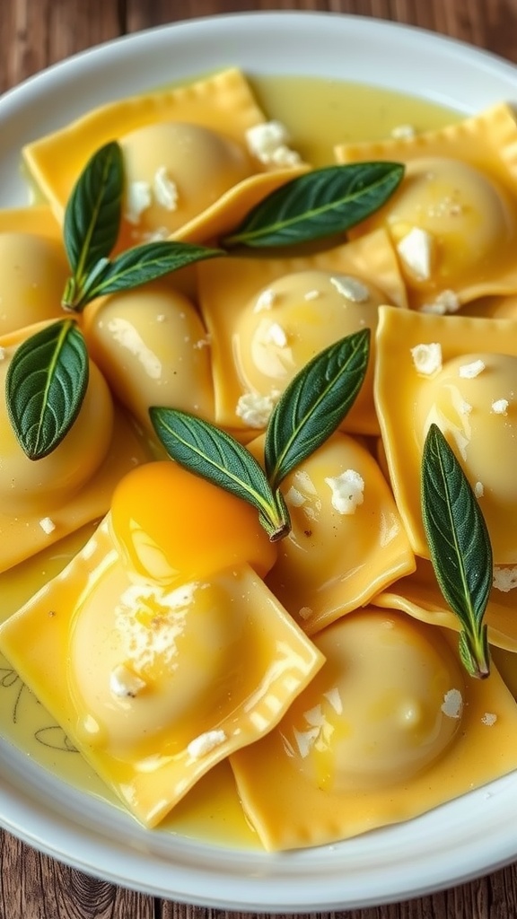 Delicate Egg Yolk Ravioli with Sage Butter Sauce