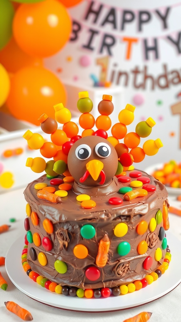 Delicious and Festive Turkey 1st Birthday Cake