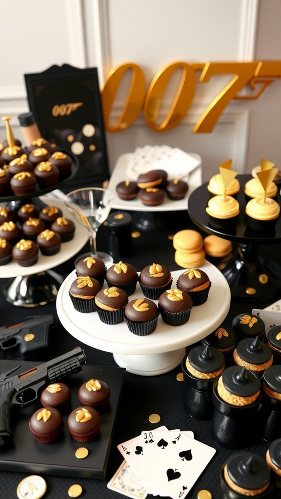 Elegant 007 Themed Dessert Table
