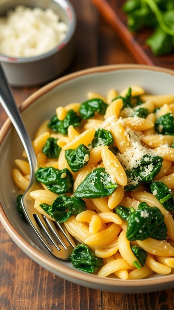 Creamy Cheese Orzo with Spinach