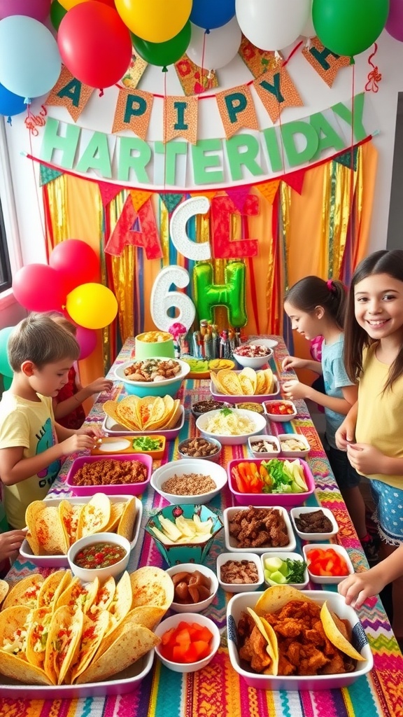 Festive Taco Bar for a 6th Birthday Party