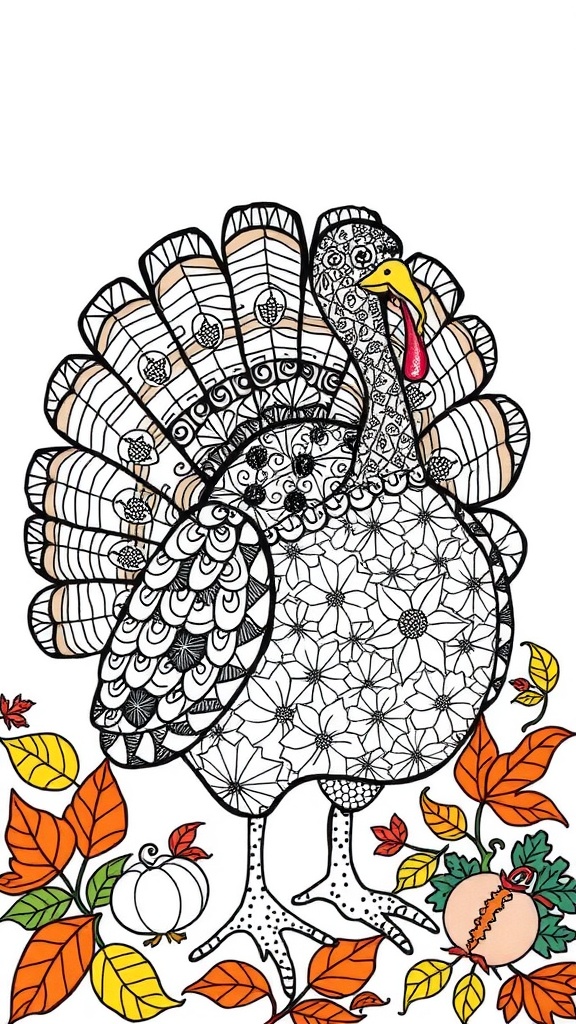 Artistic Turkey Zentangle Design