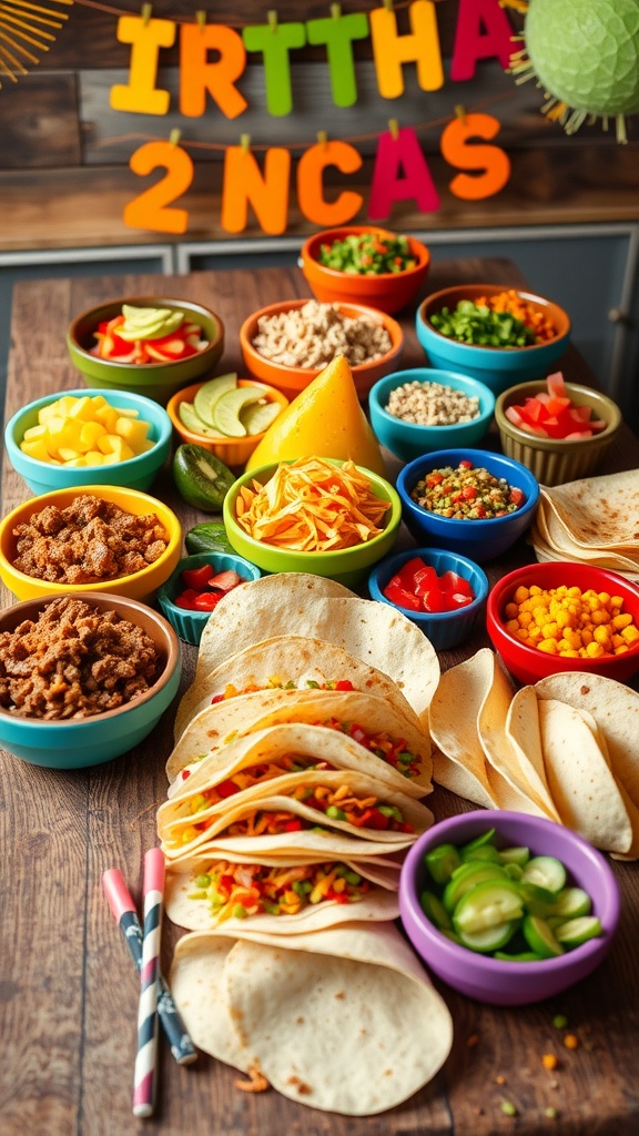 Festive Taco Bar for a 2nd Birthday Celebration
