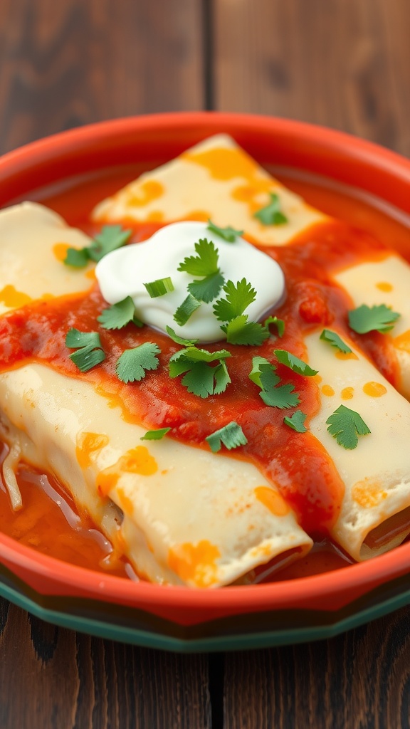 Cheesy Red Sauce Enchiladas