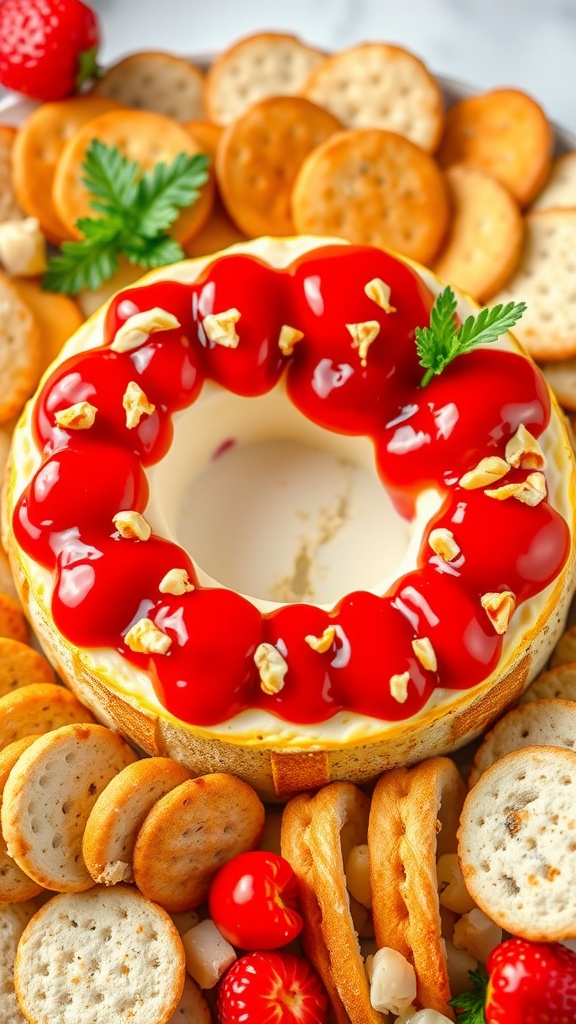 Savory Cheese Ring with Strawberry Preserves