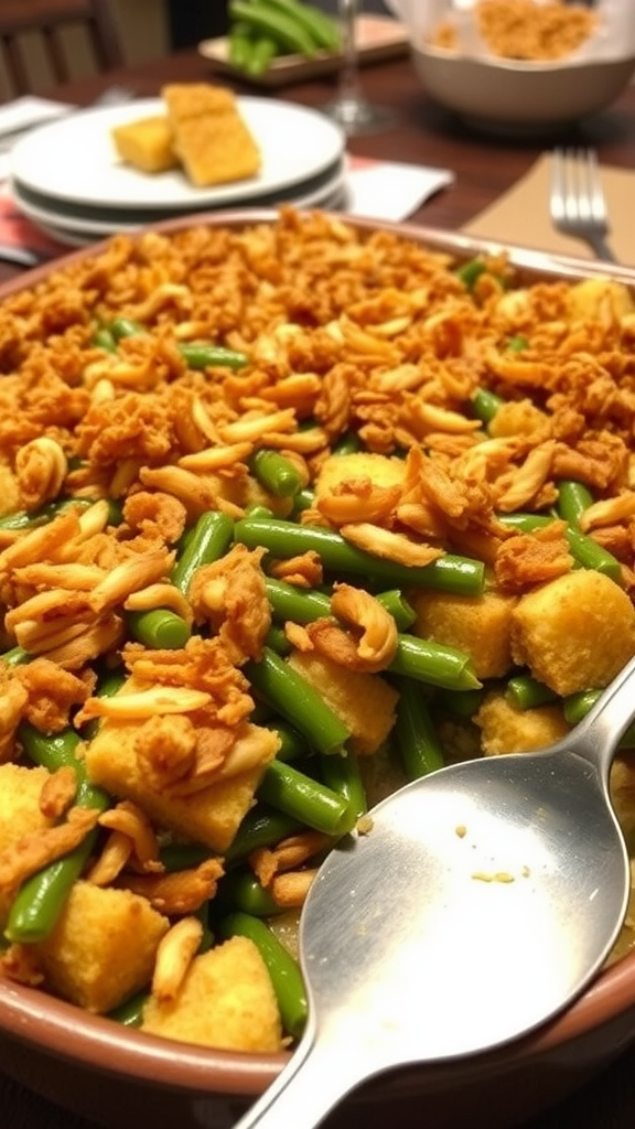 Savory Green Bean Stuffing Casserole Recipe