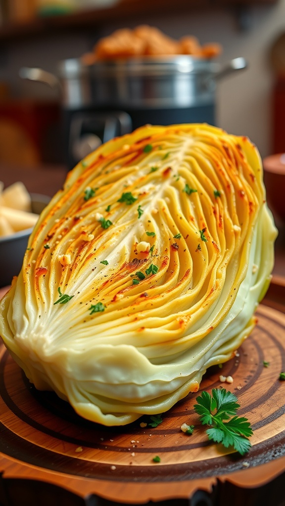 Roasted Cabbage Wedges with Garlic and Herbs