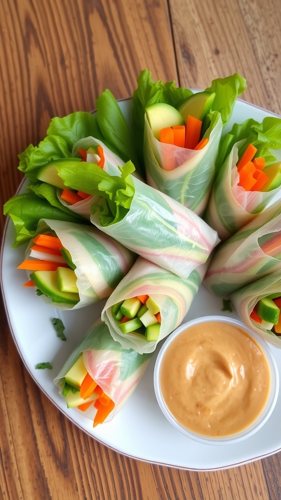 Fresh and Flavorful Salad Rolls with Peanut Sauce
