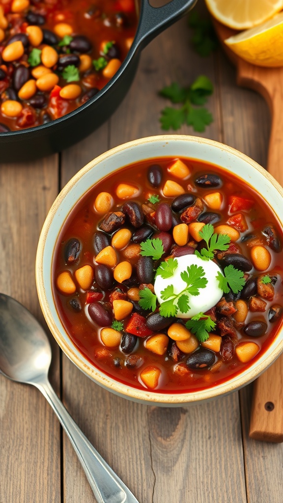 Savory Slow-Cooked Three Bean Chili Recipe