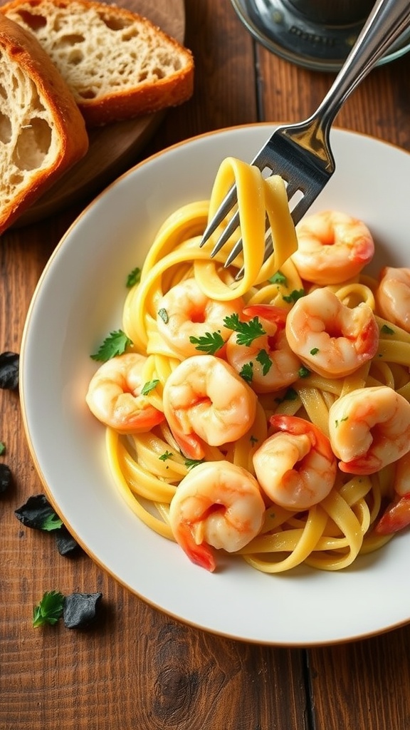 Creamy Three-Cheese Shrimp Pasta Recipe