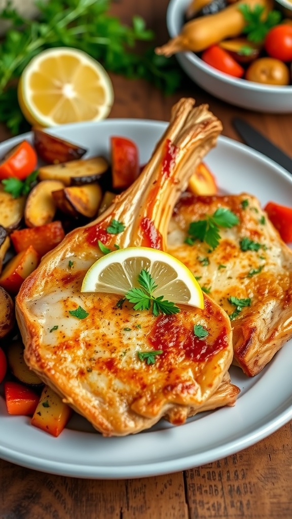 Savory Whole30 Pork Chops with Garlic and Herbs