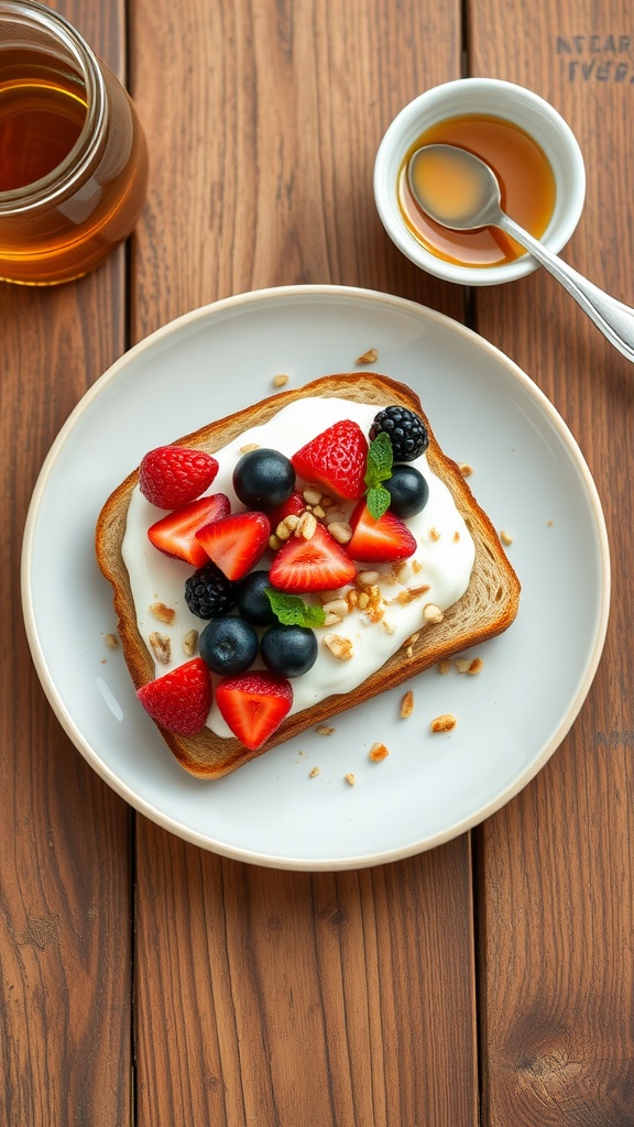 Crispy Toast with Creamy Yogurt and Fresh Toppings