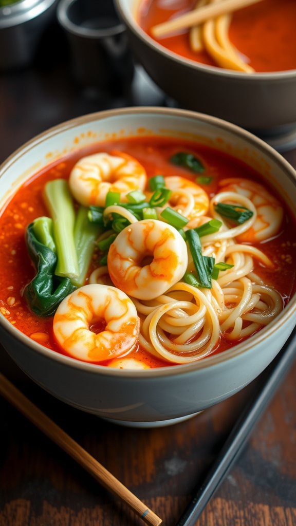 Spicy Shrimp Ramen Noodle Soup
