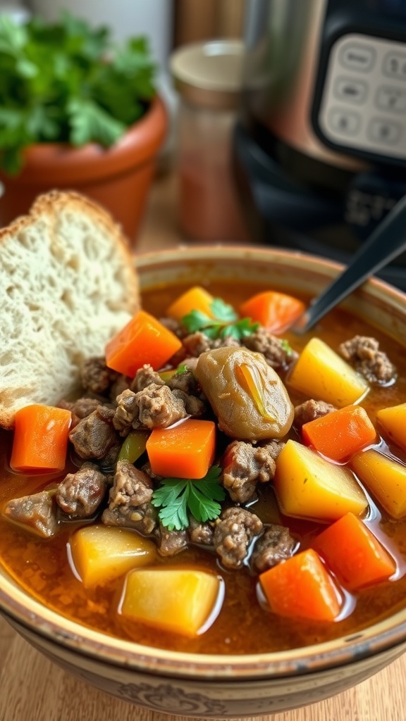 Savory Slow Cooker Ground Beef Stew Recipe