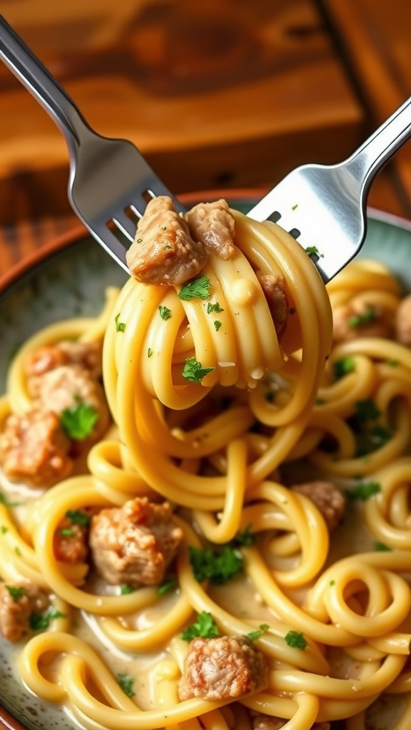 Creamy Garlic Pork Pasta