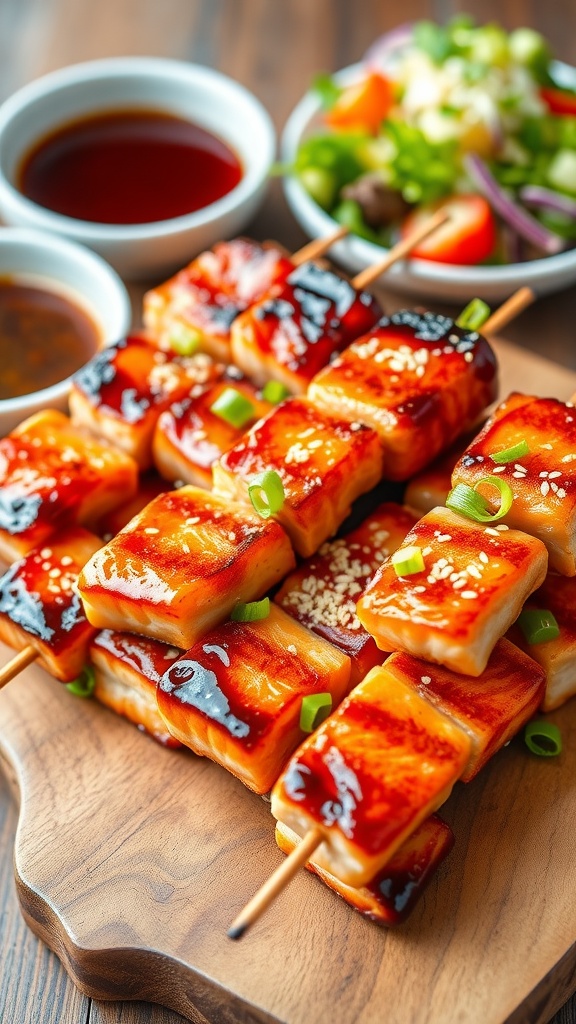 Grilled Salmon Yakitori Skewers Recipe