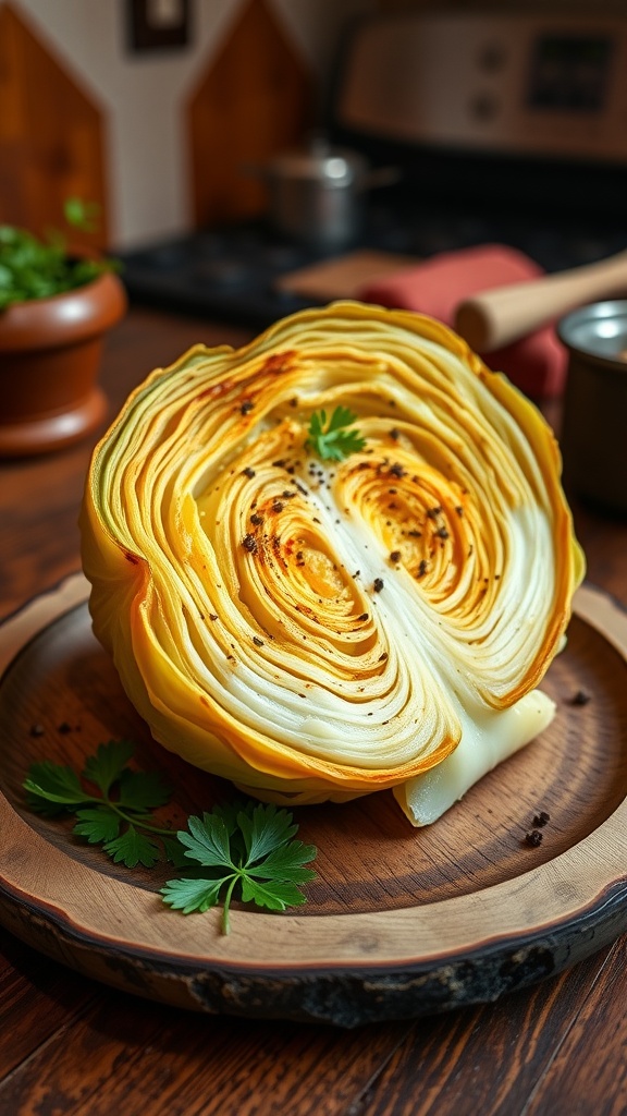 Roasted Cabbage Quarters with Garlic and Herb Butter