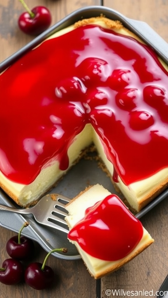 No-Bake Cherry Cheesecake Recipe for 8x8 Pan