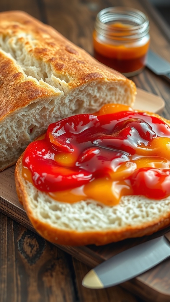 Homemade Bread with Sweet Jam Spread