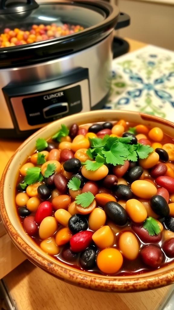 Slow Cooker Savory Bean Medley Recipe