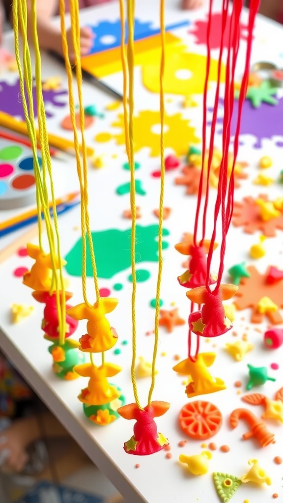 Colorful Pasta Necklace Craft for Kids
