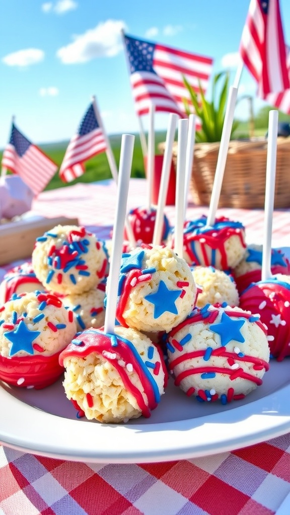 Festive 4th of July Rice Krispie Pops