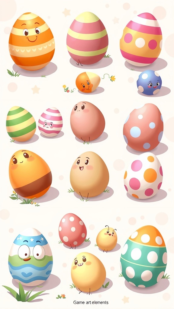 Creative Egg-Themed 2D Game Art