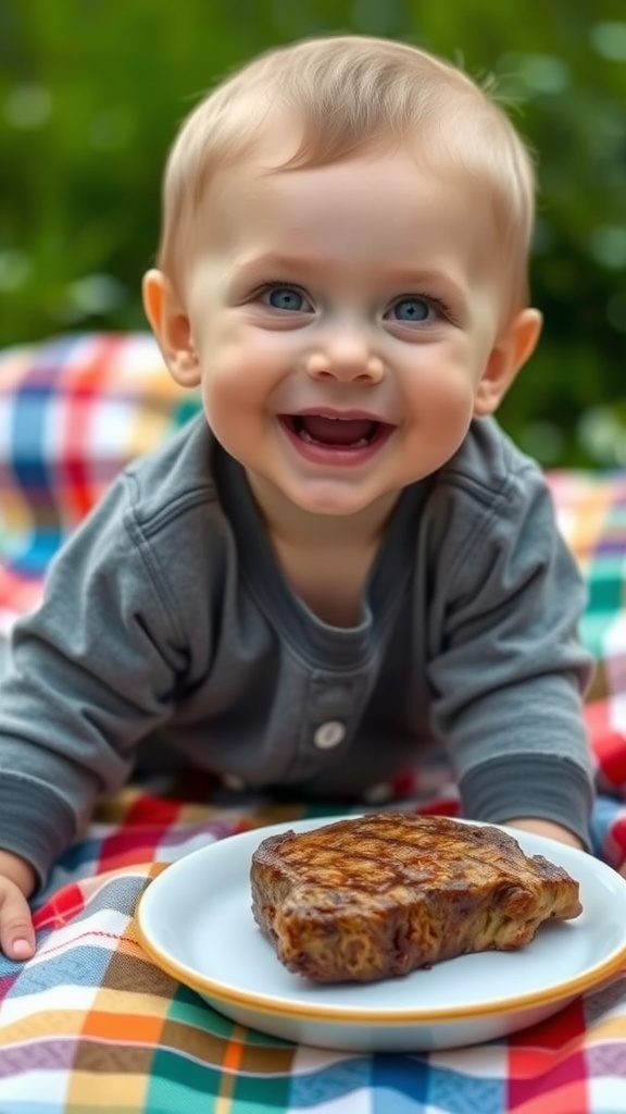 Creative Baby Picture Ideas with Steak for Your 6-Month-Old Boy