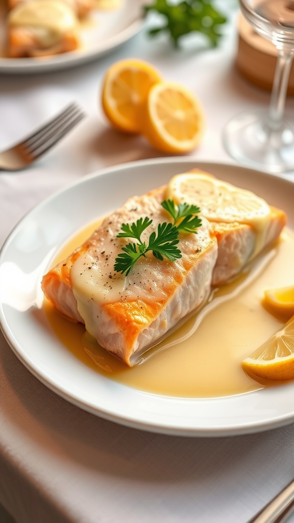 Elegant Plated Salmon with Lemon Butter Sauce