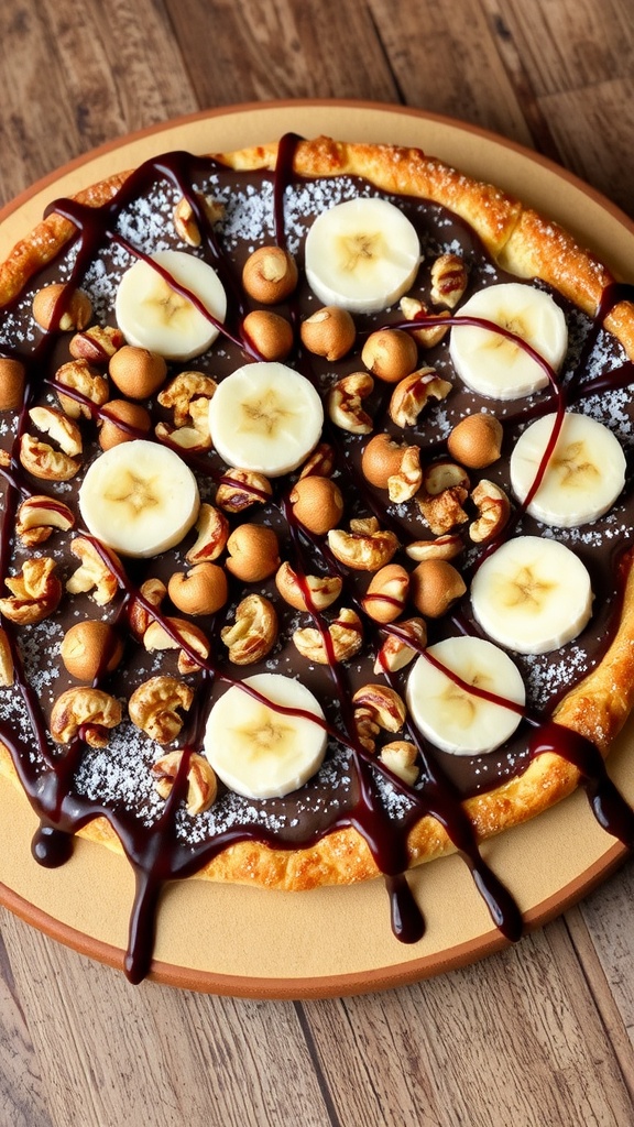 Decadent Chocolate Hazelnut Dessert Pizza