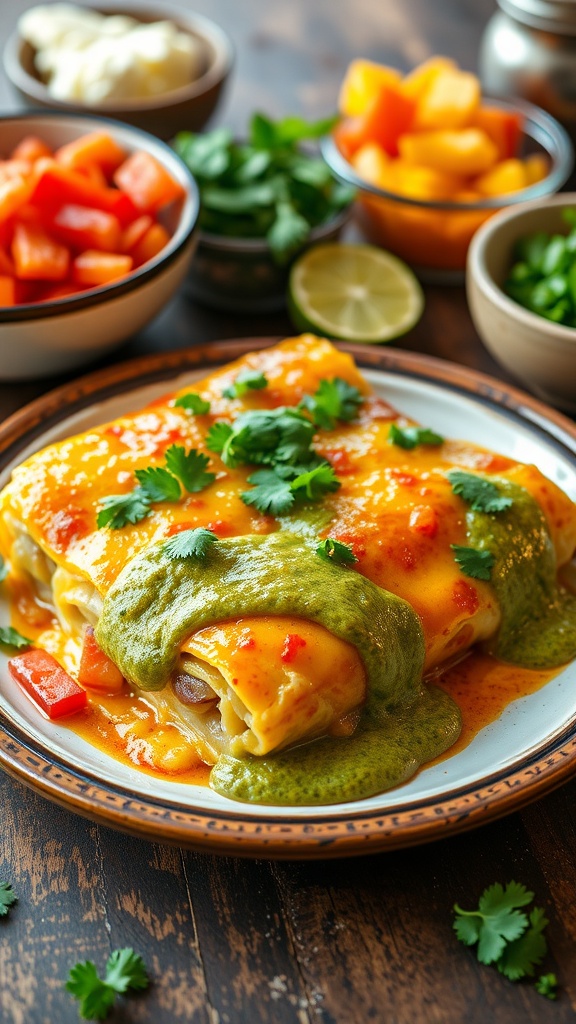Cheesy Potato Enchiladas with Green Sauce