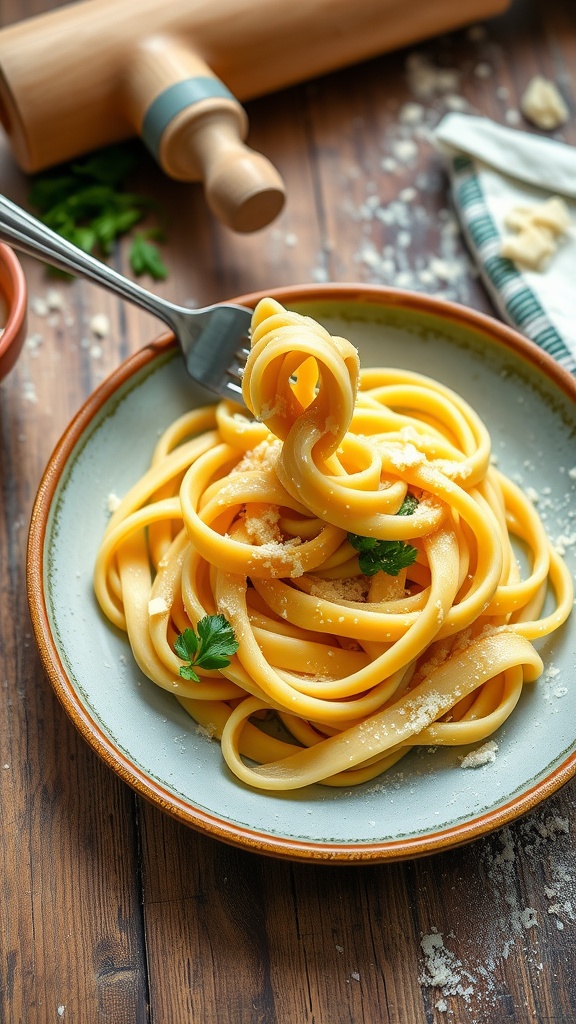 Homemade Fettuccine Using a Pasta Machine