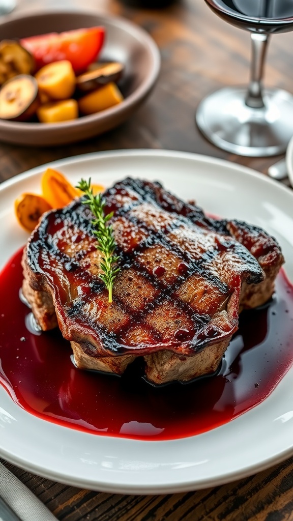 Savory Beef Entrecôte with Red Wine Sauce