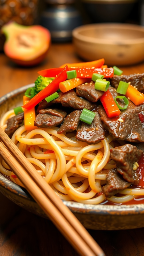 Savory Beef Udon Stir Fry Recipe