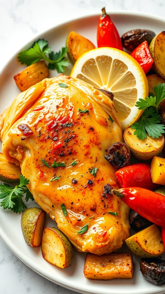 Delicious One-Pan Lemon Garlic Chicken Dinner Recipe