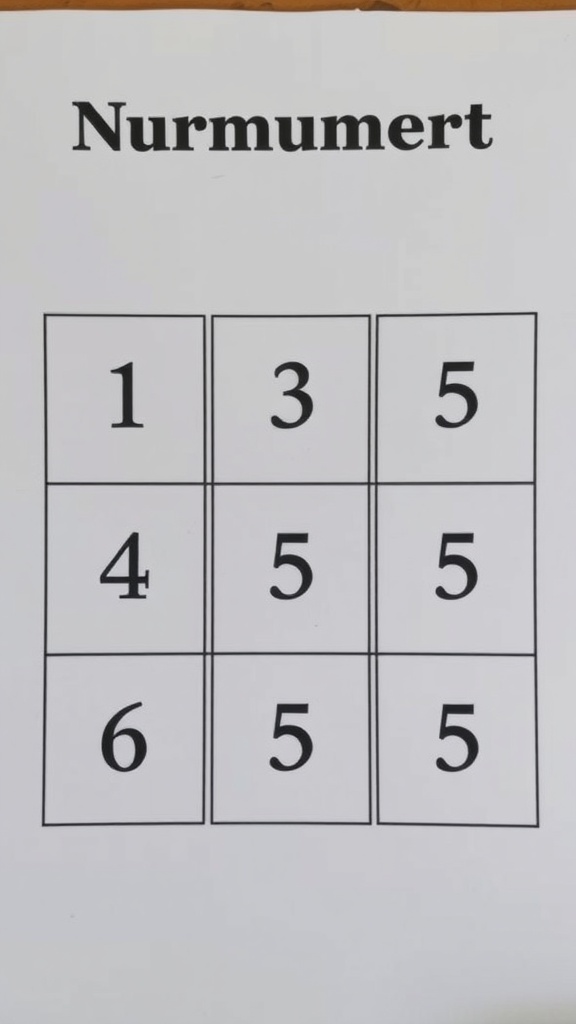 Numeric Grid from 1 to 5