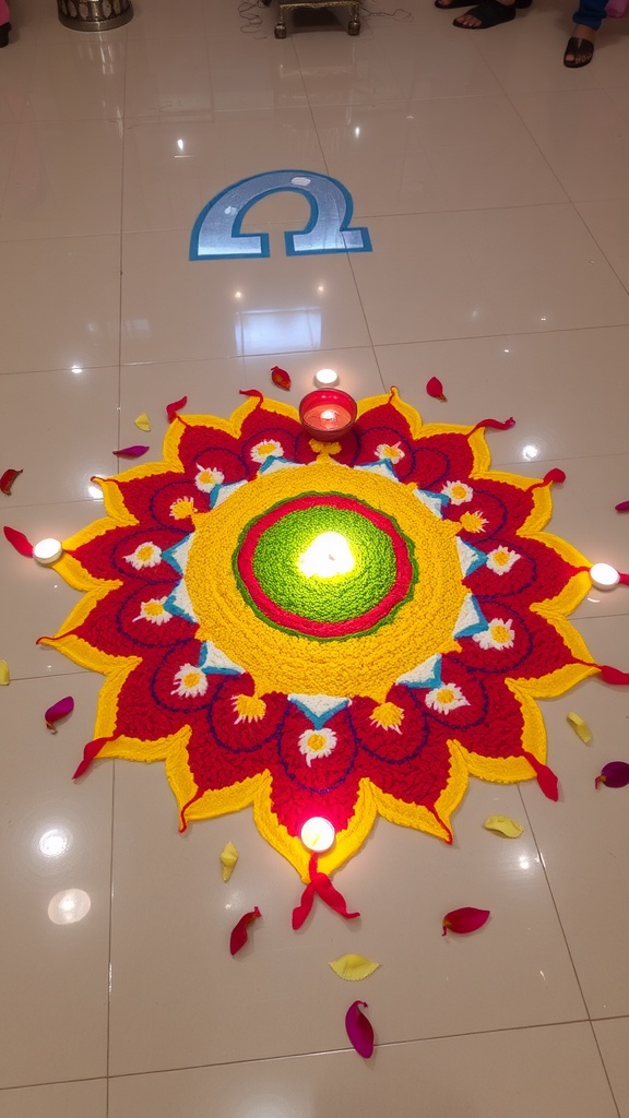 Colorful Rice Rangoli Art for Festivals