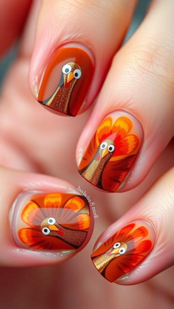 Creative Turkey Nail Designs for Thanksgiving