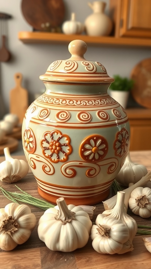 Decorative Garlic Jar Pottery