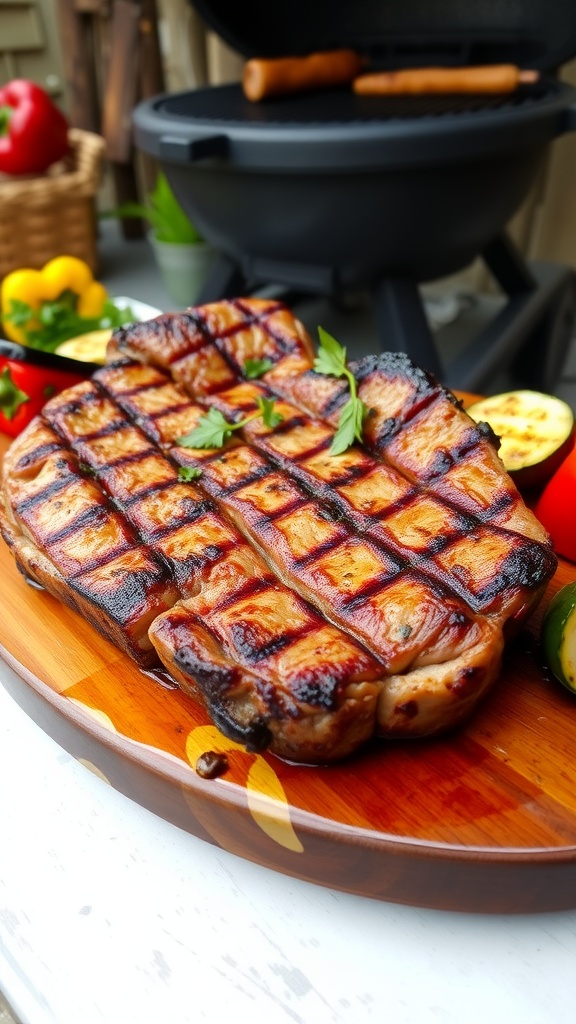 Juicy Grilled Pork Steaks with Garlic and Herbs