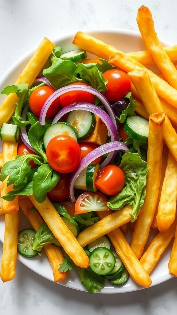 Crispy French Fries with Fresh Garden Salad