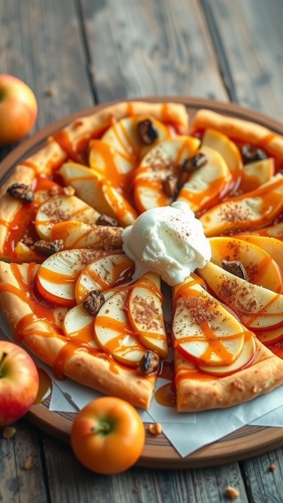 Delicious Caramel Apple Dessert Pizza