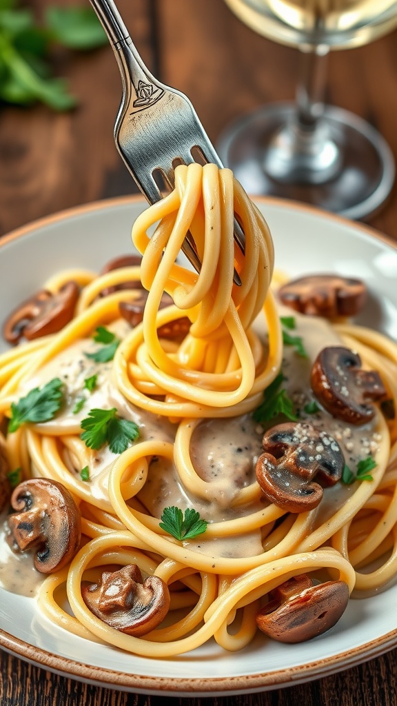 Creamy Garlic Mushroom Pasta Recipe