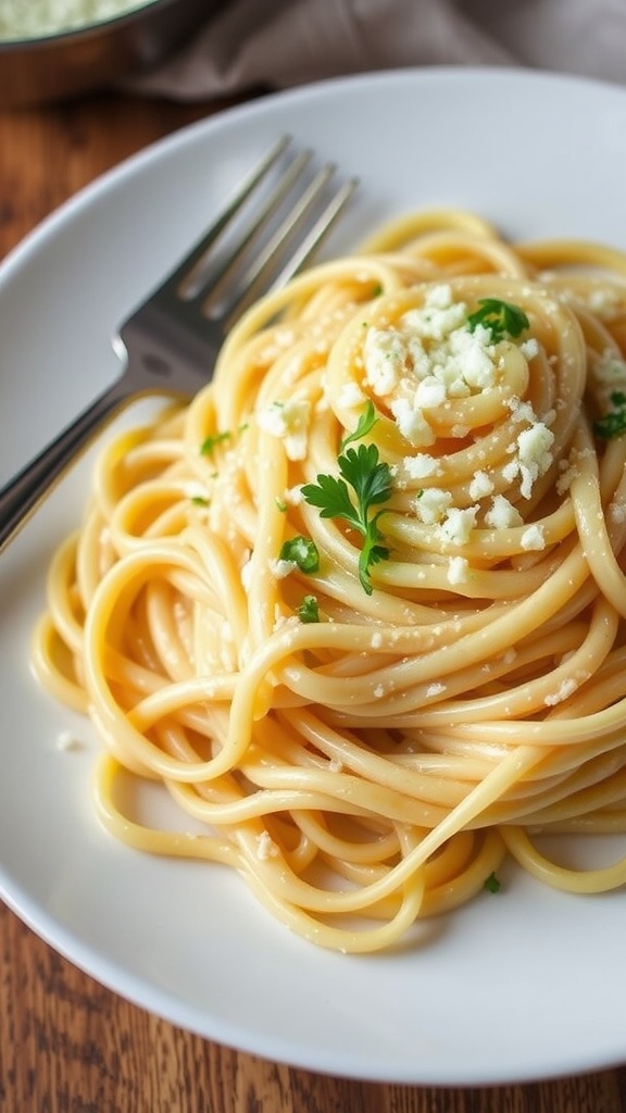 Creamy Garlic Parmesan Pasta Plate
