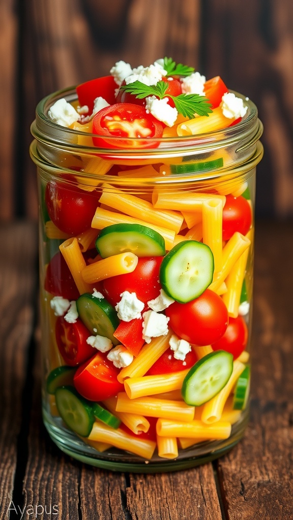 Layered Pasta Jar Salad Recipe